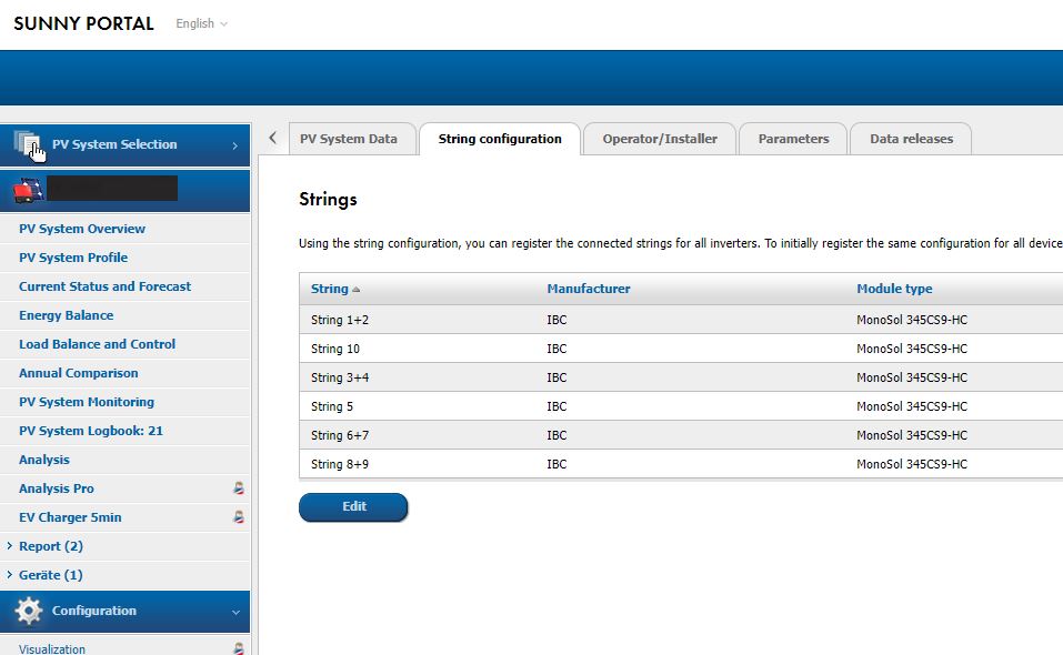 Sunny Portal Signals that Loads are not Optimally Charged