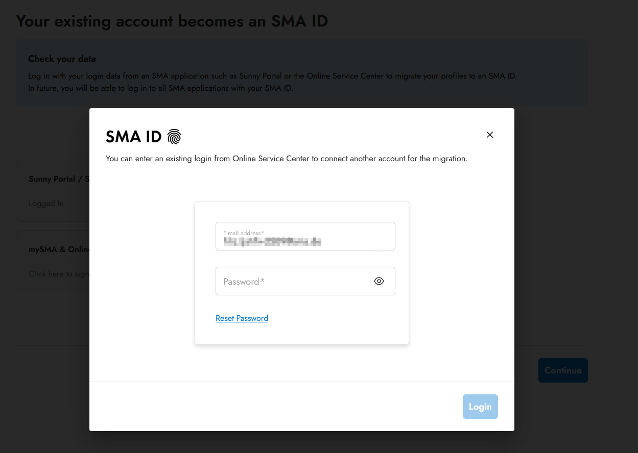 SMA ID Migration of Existing Account