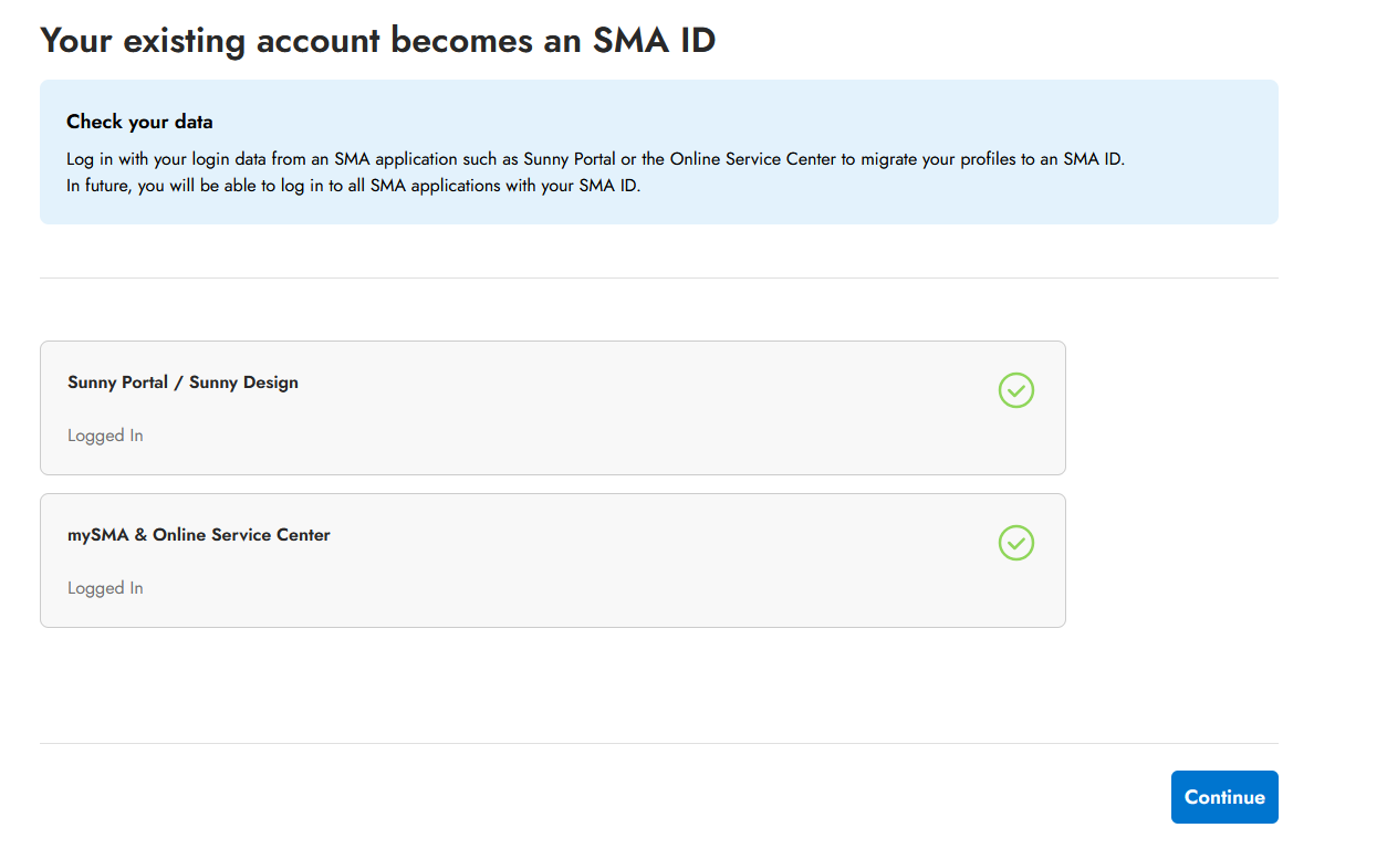 SMA ID Migration of Existing Account