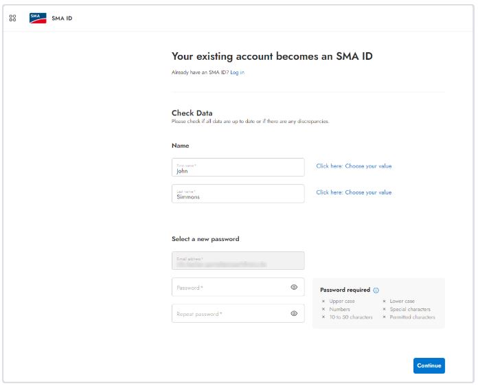 Instructions to set up an SMA ID account